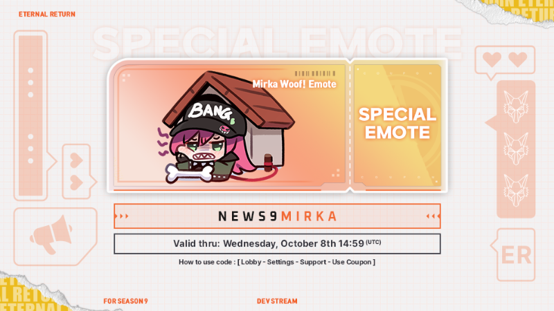 Steam :: Eternal Return :: Mirka Woof! Emote Coupon