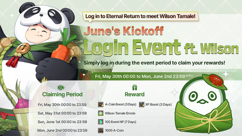 Eternal Return - June's Kickoff Login Event ft. Wilson - Steam News