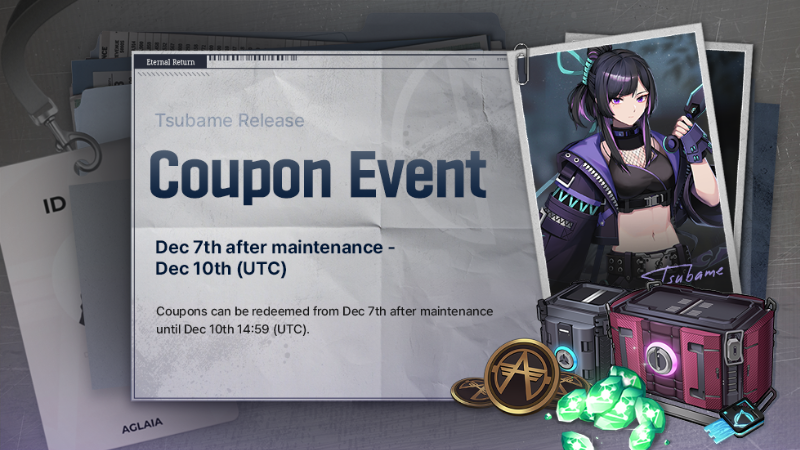 Eternal Return - Tsubame's Release Coupon Event - Steam News