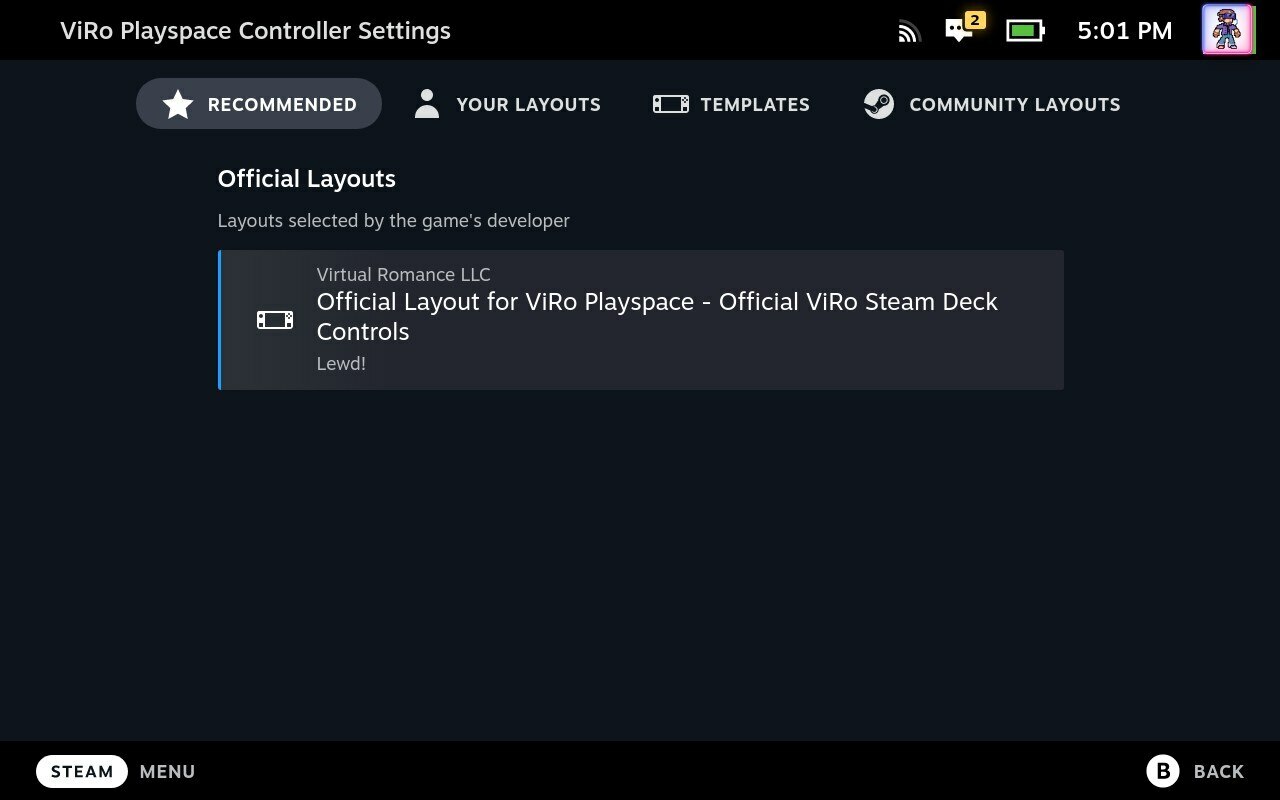 Steam Deck Controls Now Officially Supported · ViRo Playspace update for 23 August 2022 · SteamDB