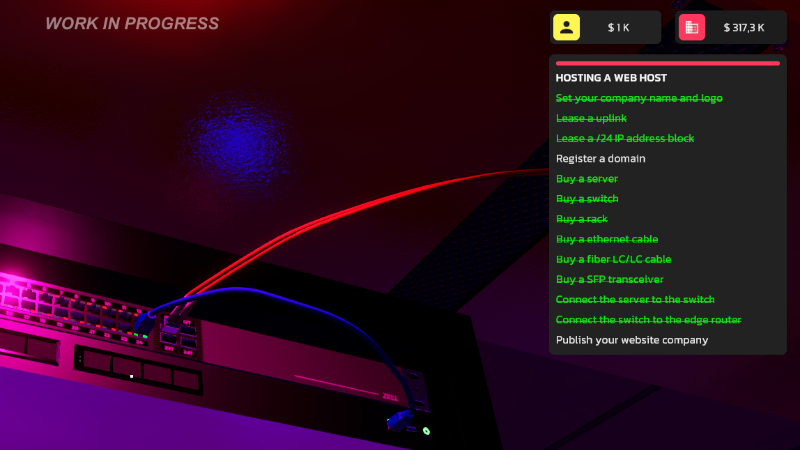 Steam :: Web Host Simulator :: Alpha 221208: First mission, network topology, fiber optic cable ...