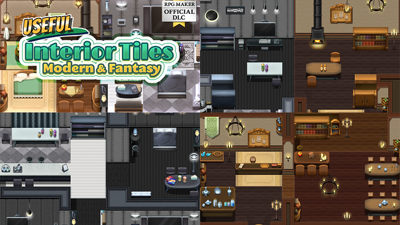 RPG Maker MZ - Official DLC: interior tile sets including tables and ...