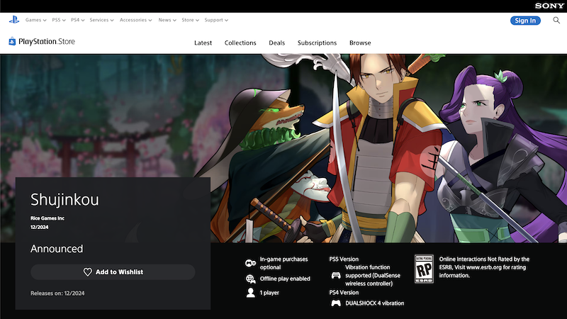Shujinkou - We're LIVE on the PS5 Playstation Store! - Steam News