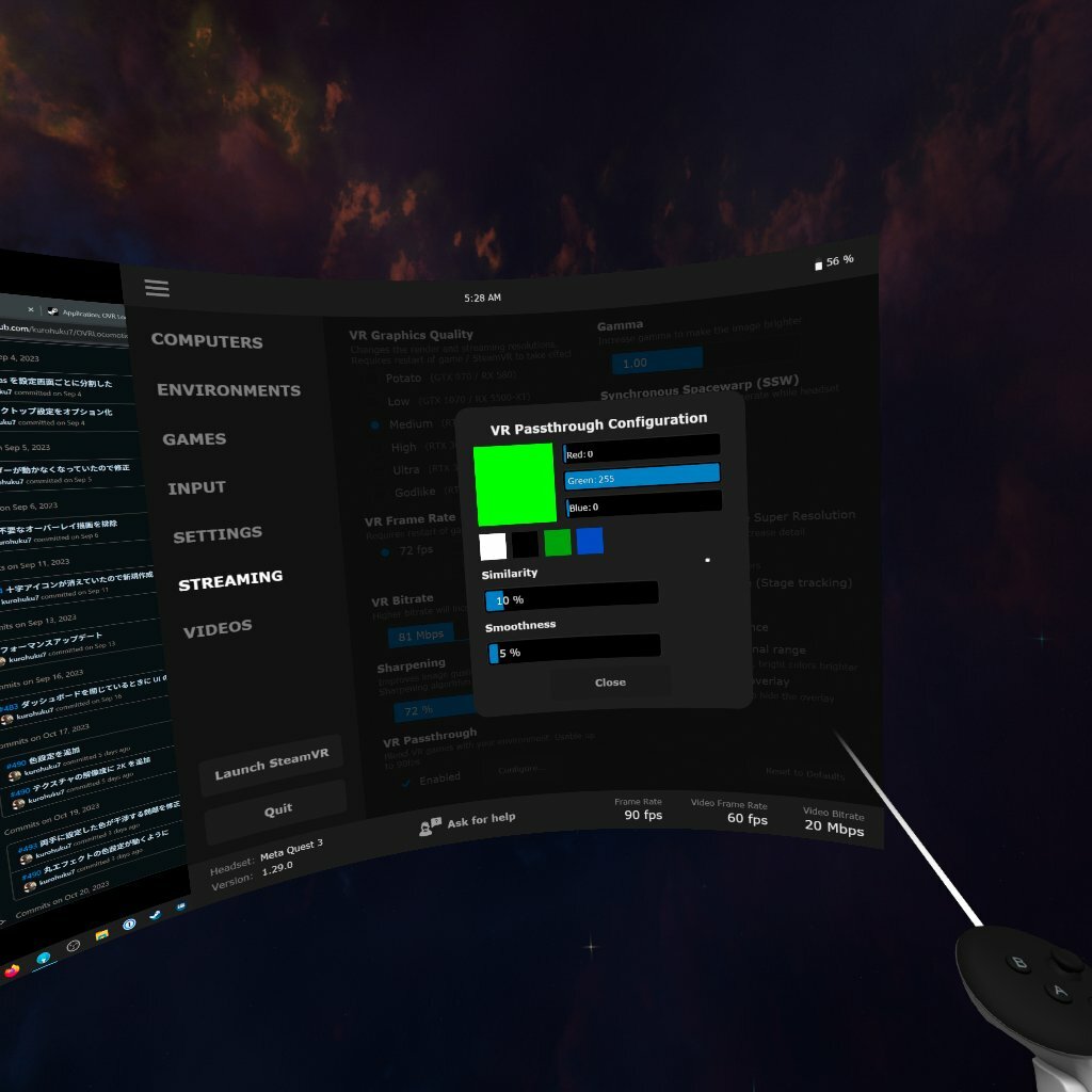 Virtual Desktop passthrough supported · OVR Locomotion Effect update ...