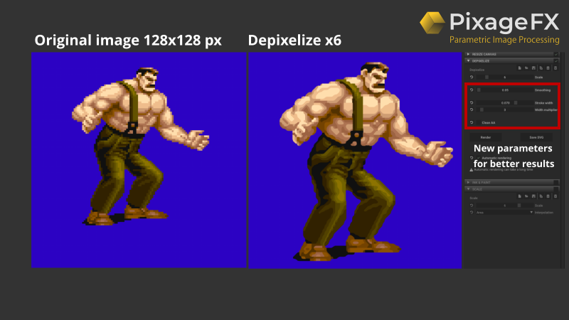 New parameters added : DEPIXELIZE