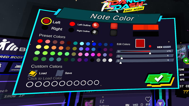 Dance Dash - March 13 Update: Custom note color feature for SteamVR ...