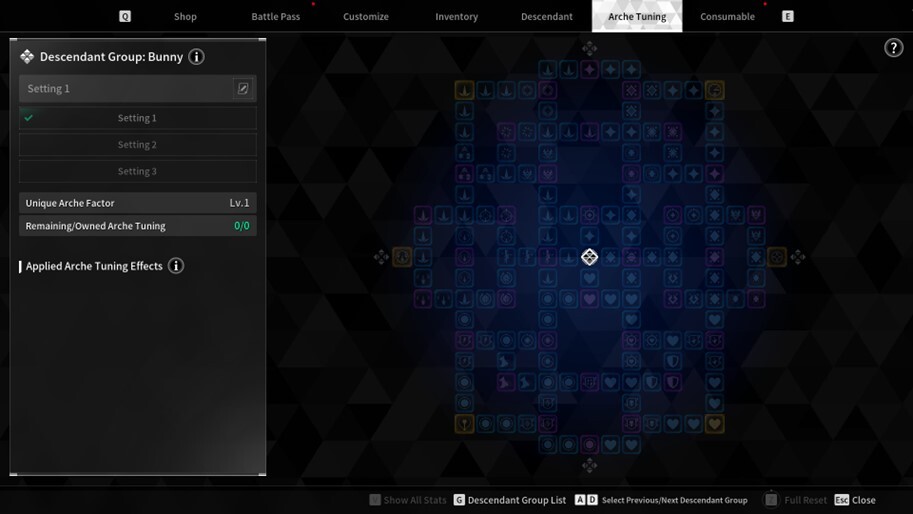 - Added the Arche Tuning System that enhances your Descendant's abilities.