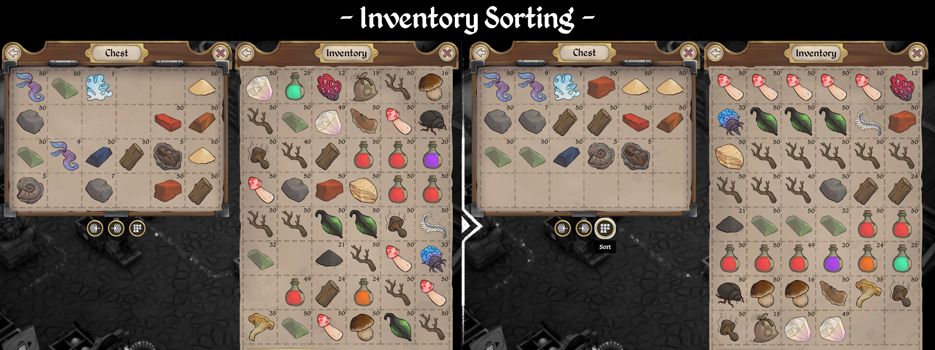 Update #6 - Inventory sorting, new workstation, tools, questline & more! · The Magical Mixture ...