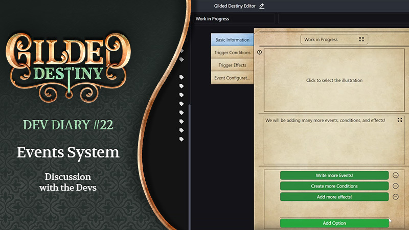 Gilded Destiny - Dev Diary 22 - [VLOG] Events System: A Discussion with the Devs - Steam News