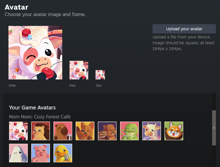 🖼️ New avatar options for your Steam profile! · Nom Nom: Cozy Forest ...