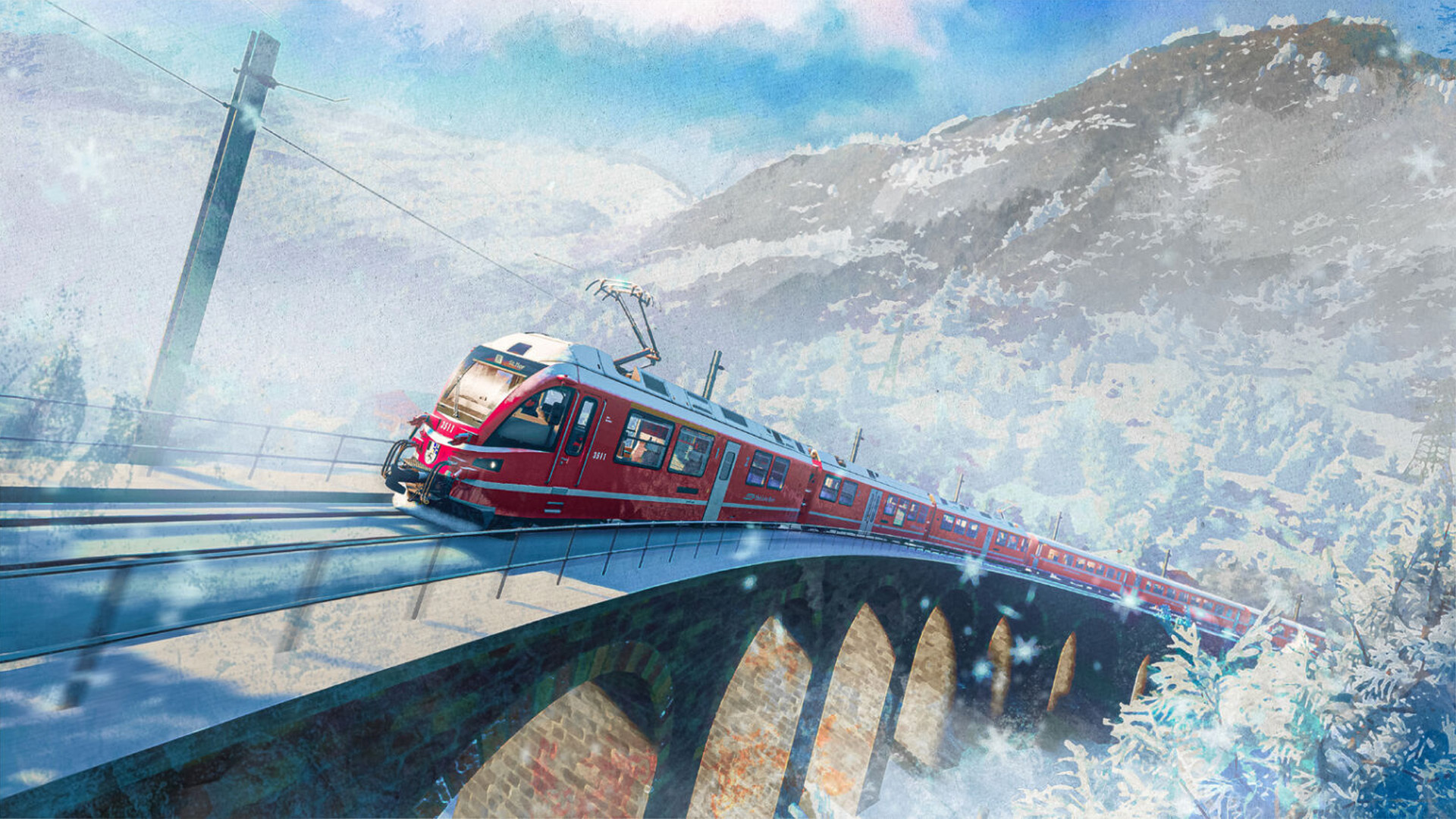 Time to cross yet another border! Alpine mountains, snow covered track ...