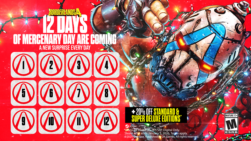 Borderlands 4 - Free goodies for the 12 Days of Mercenary Day! - Steam News