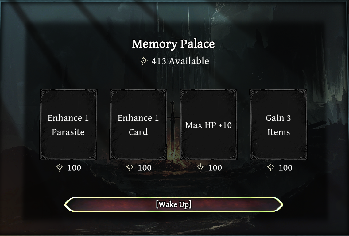 Each run presents 4 random reward options
